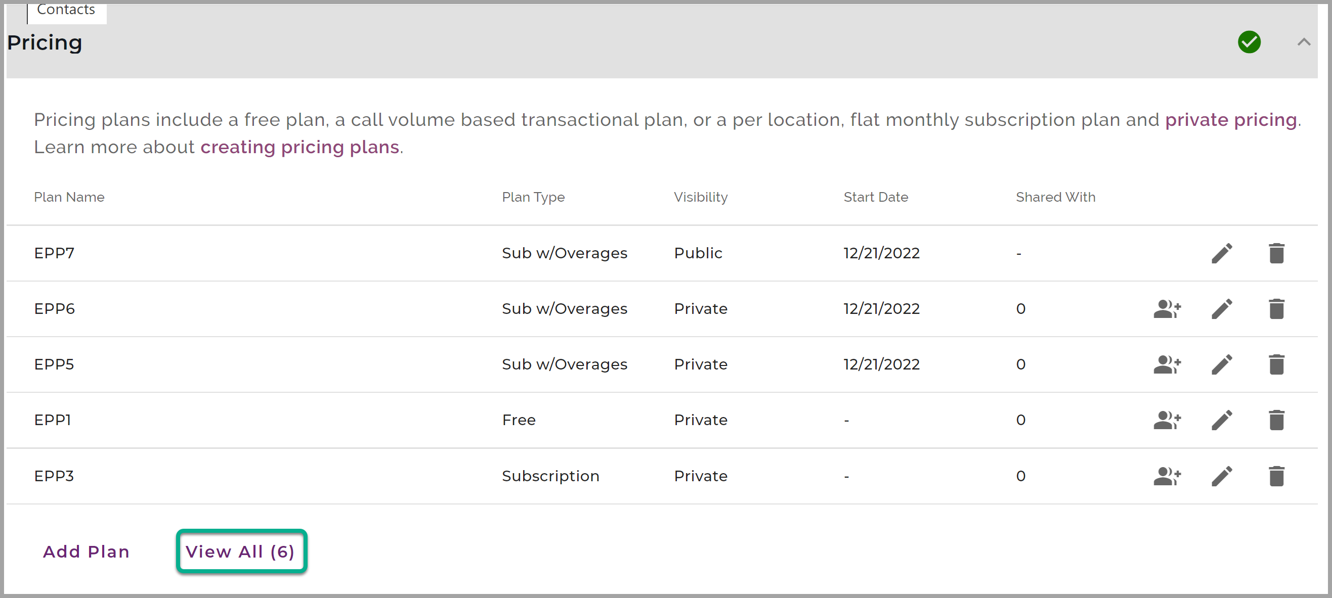 Edit Existing API Pricing Plans