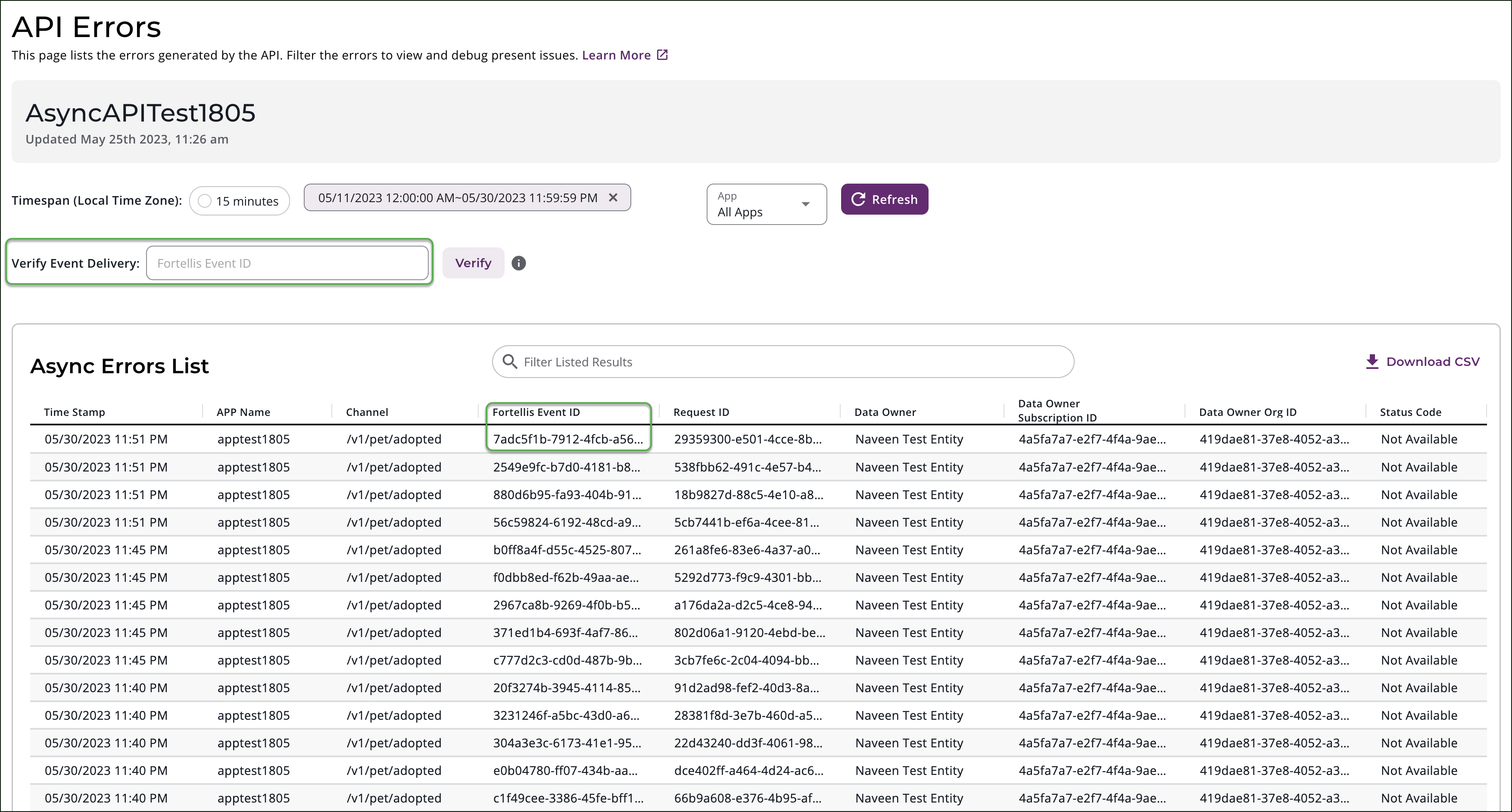 Checking Event Delivery Status