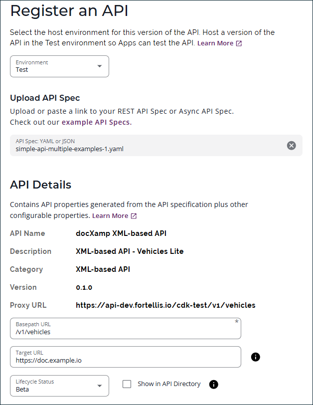 Specifications for SOAP APIs